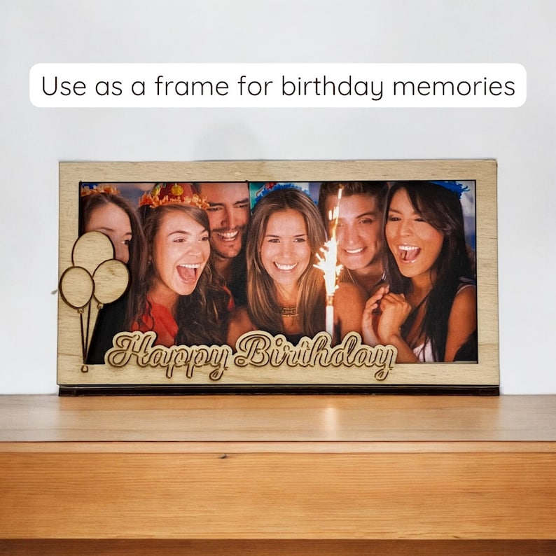 Personalized Wood Birthday Money Holder, Laser Cut Floral Gift Frame ...