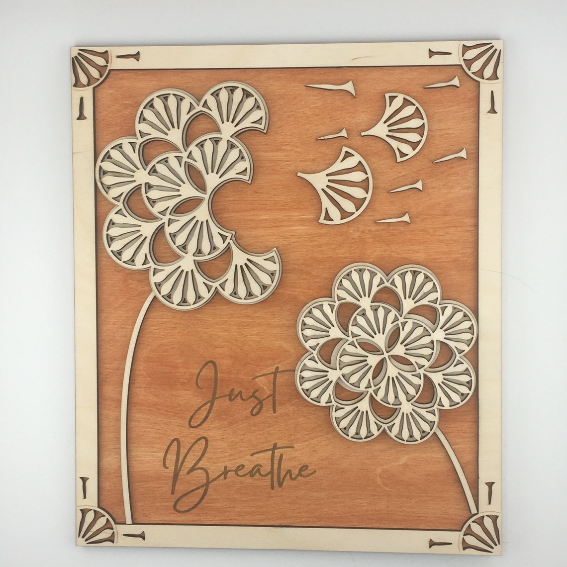 3D Wood Sign Dandelion Decor, Just Breath Inspirational Sign Wall Art ...