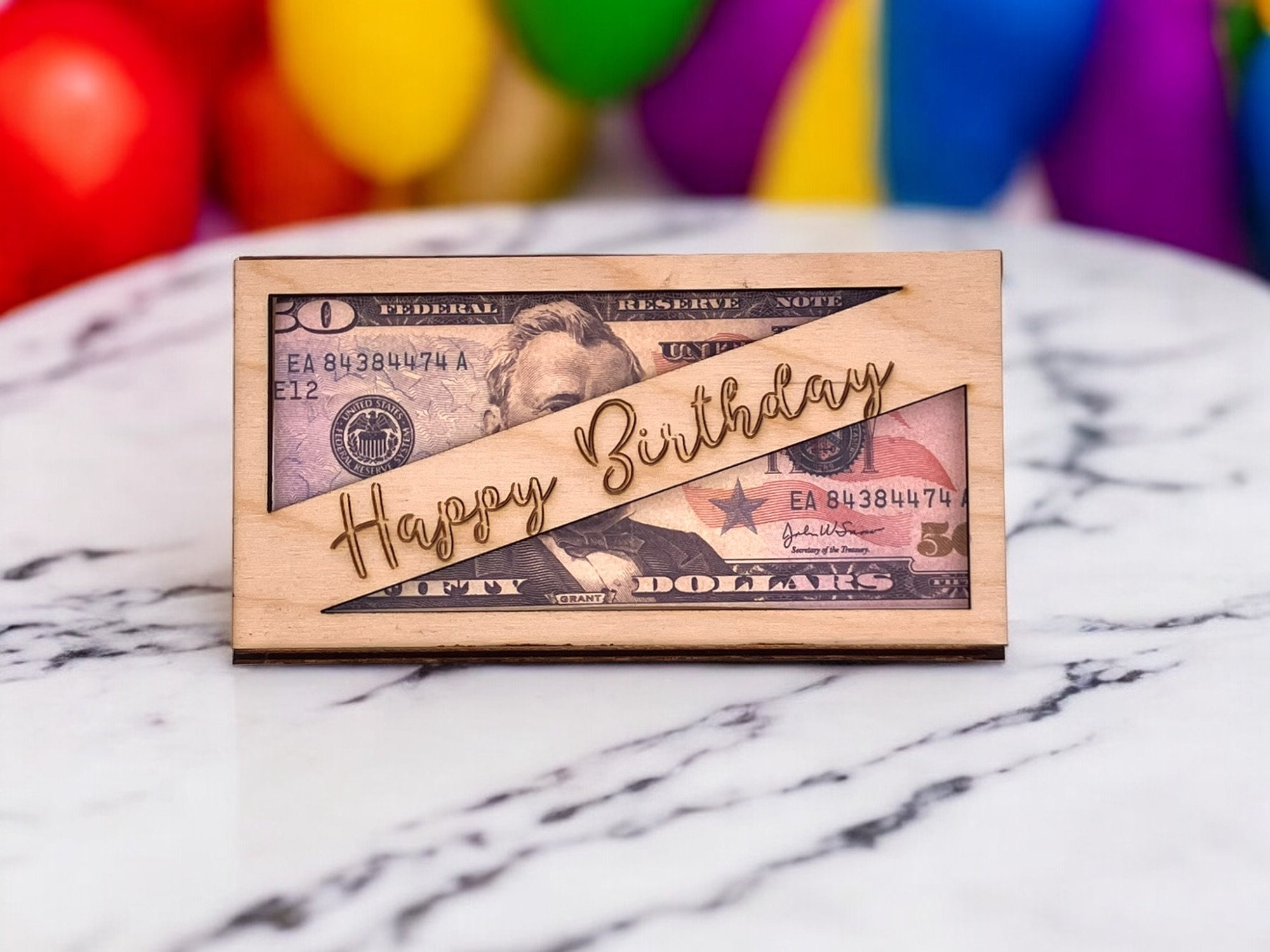 Laser Cut Wooden Happy Birthday Money Card: Personalized Cash or Gift ...