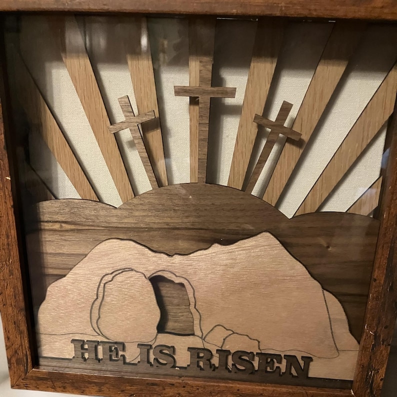 He is Risen Shadow Box: Wooden Easter Resurrection Scene - Etsy