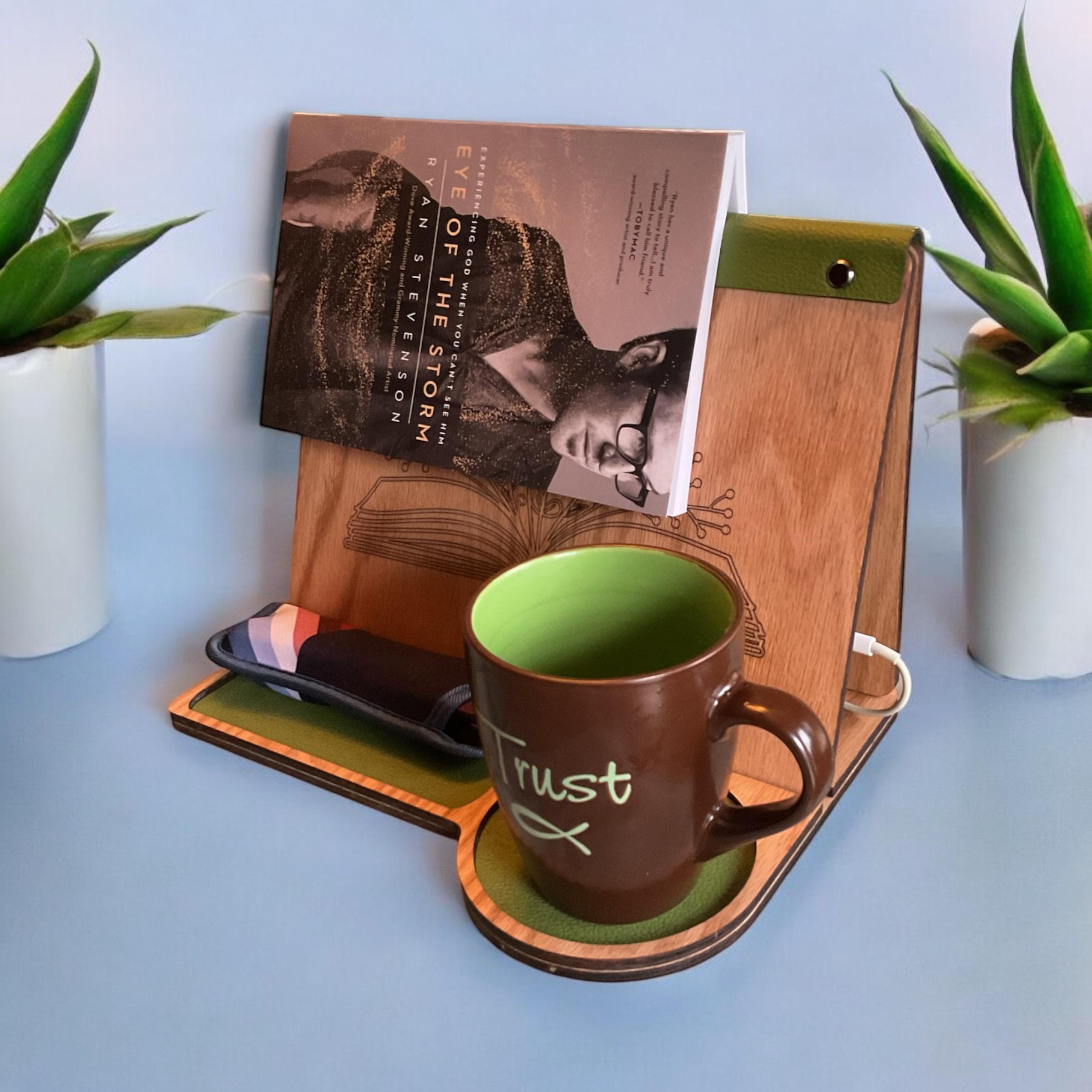 Book Valet Engraved, Bedside Book/ipad Stand, Wooden Night Stand Book ...