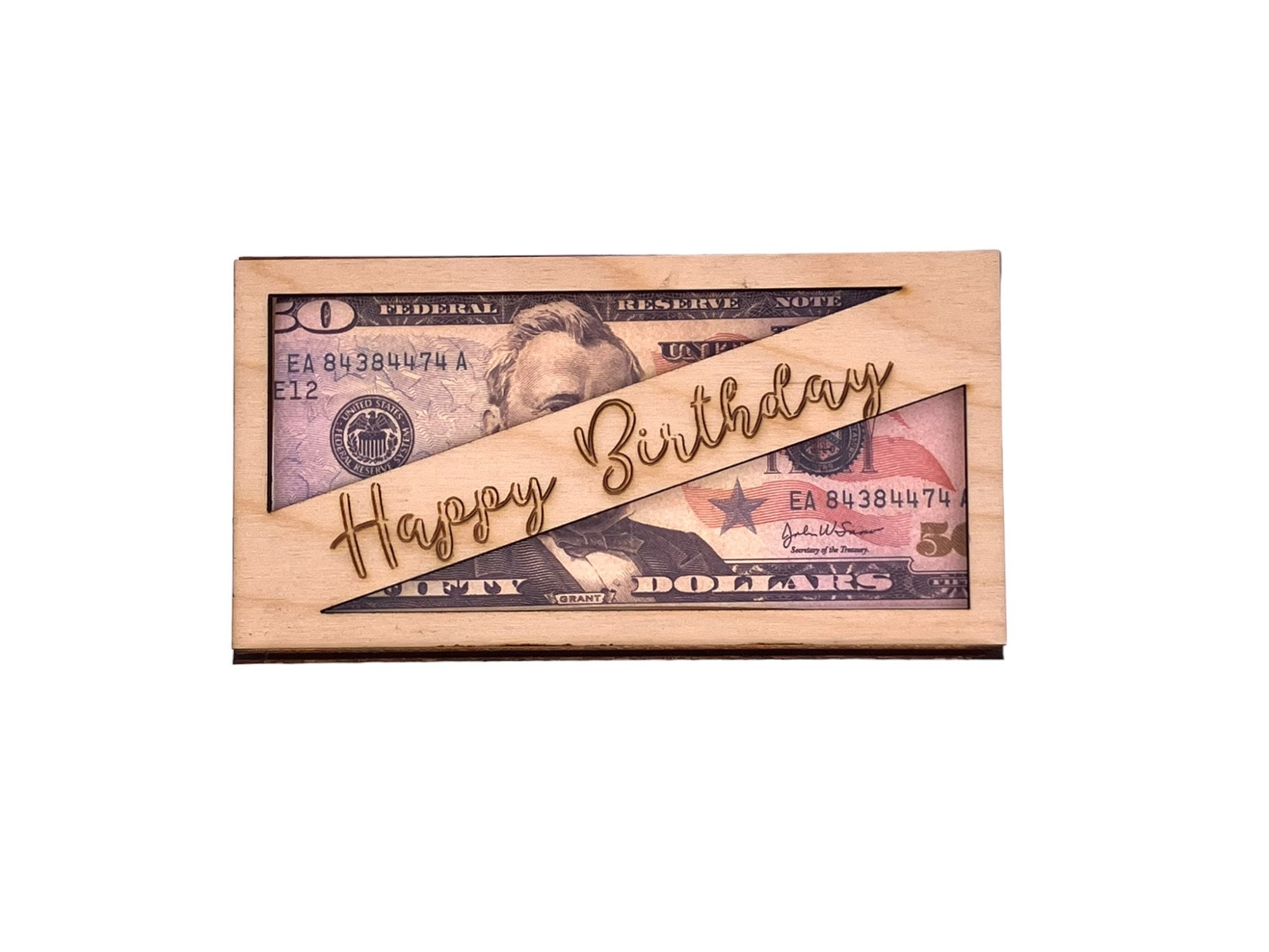 Laser Cut Wooden Happy Birthday Money Card: Personalized Cash or Gift ...