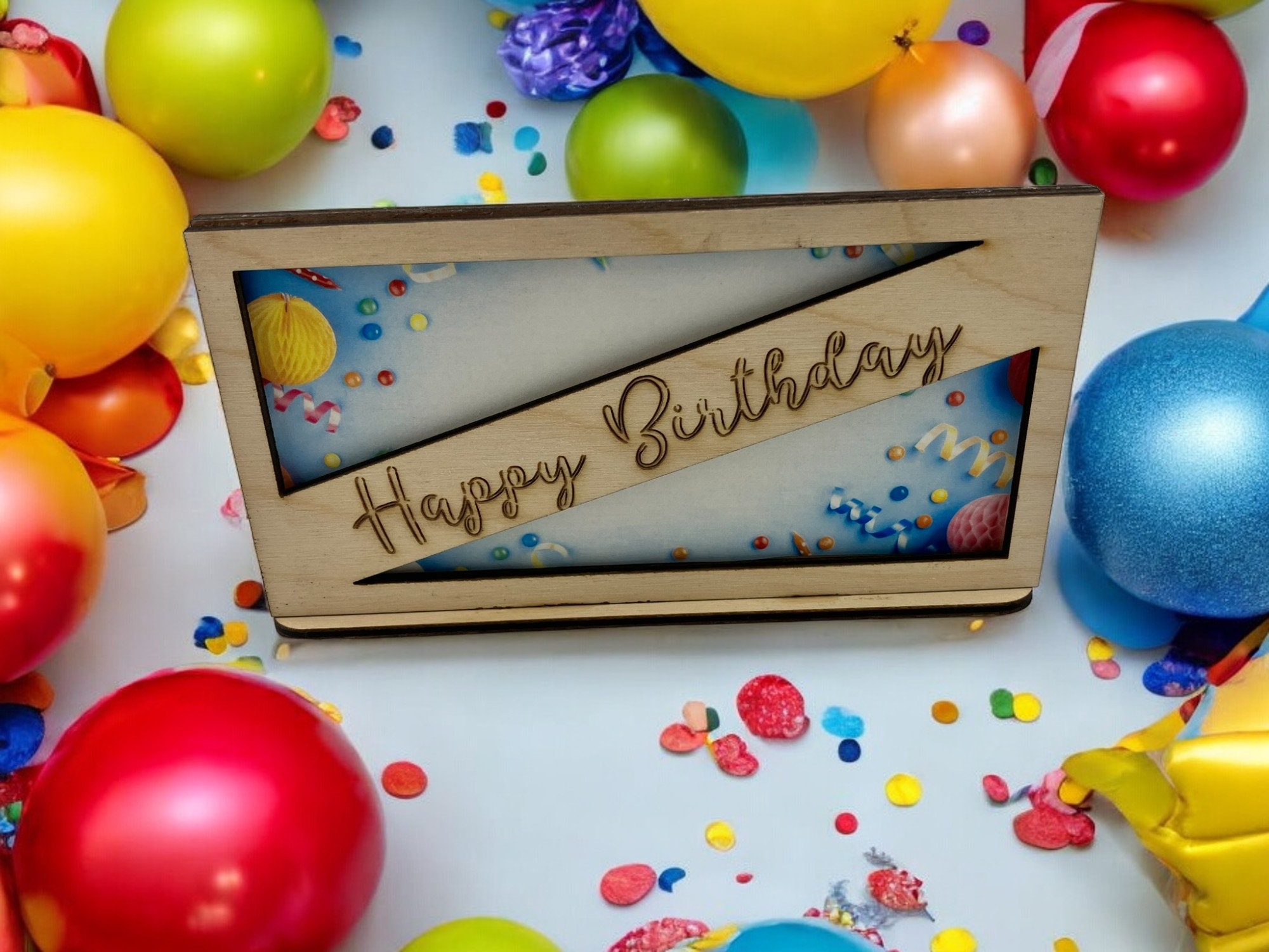 Laser Cut Wooden Happy Birthday Money Card: Personalized Cash or Gift ...