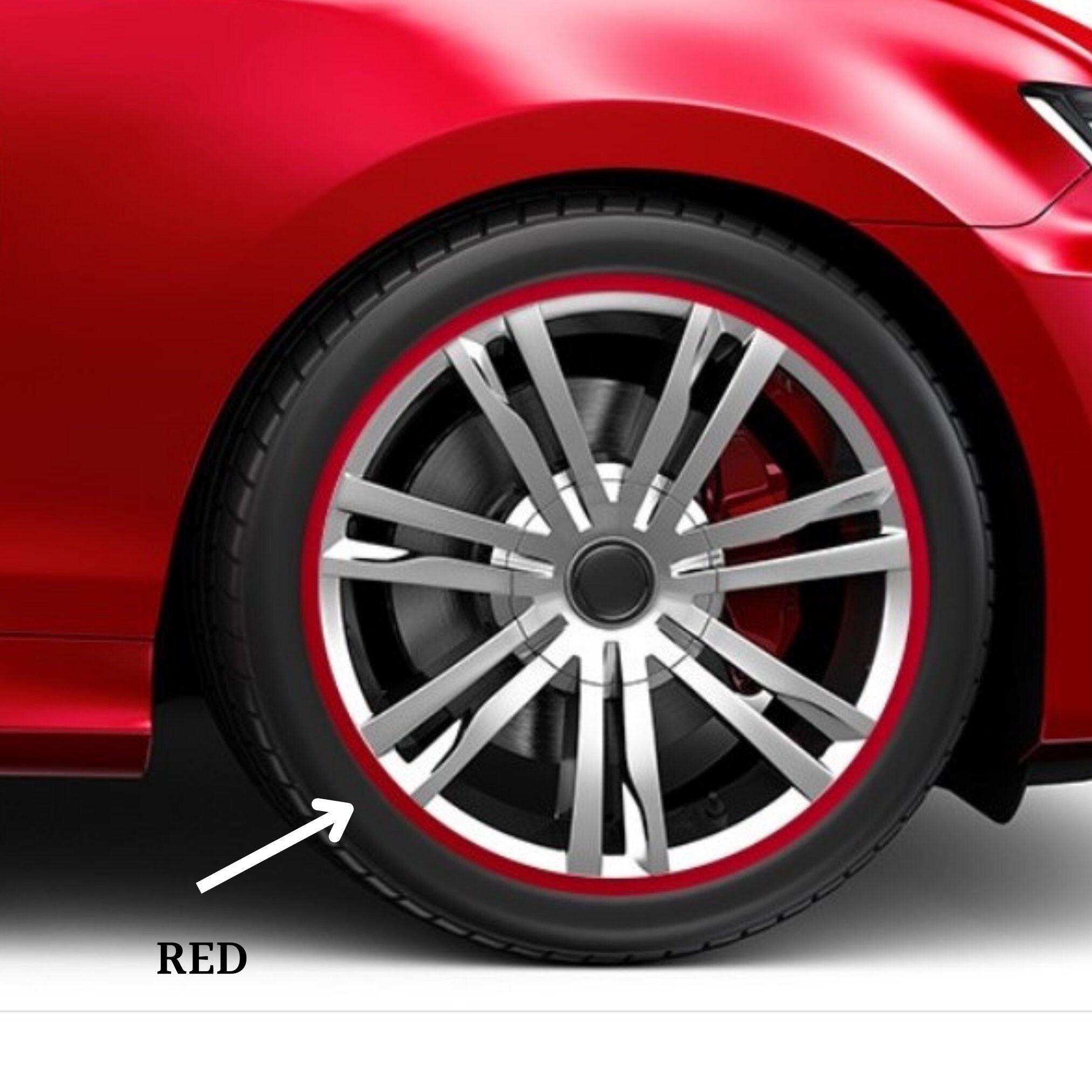 Red Rim Protector Wheel Rim Protector Set Wheels 12 24 Reduce Curb ...