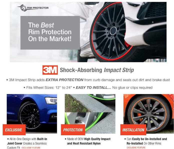 Red Rim Protector Wheel Rim Protector Set Wheels 12 24 Reduce Curb ...