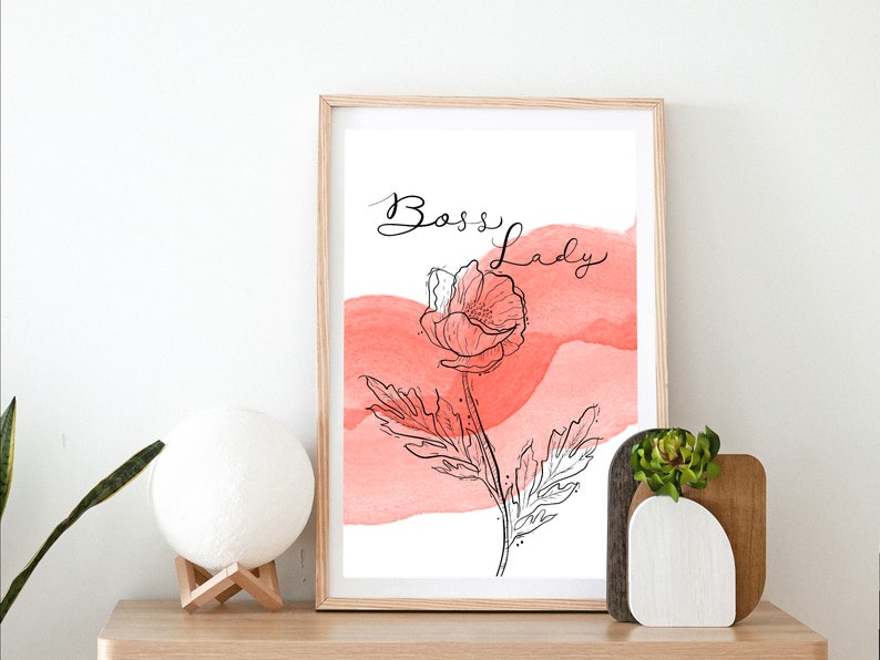 Boss Lady Wall Art, Printable Wall Art, Boss Lady Flowers Wall Art ...