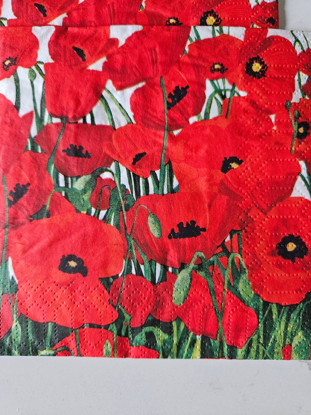 Bold Red Poppies COCKTAIL SIZE Paper Napkin for DECOUPAGE - Set of (2 ...