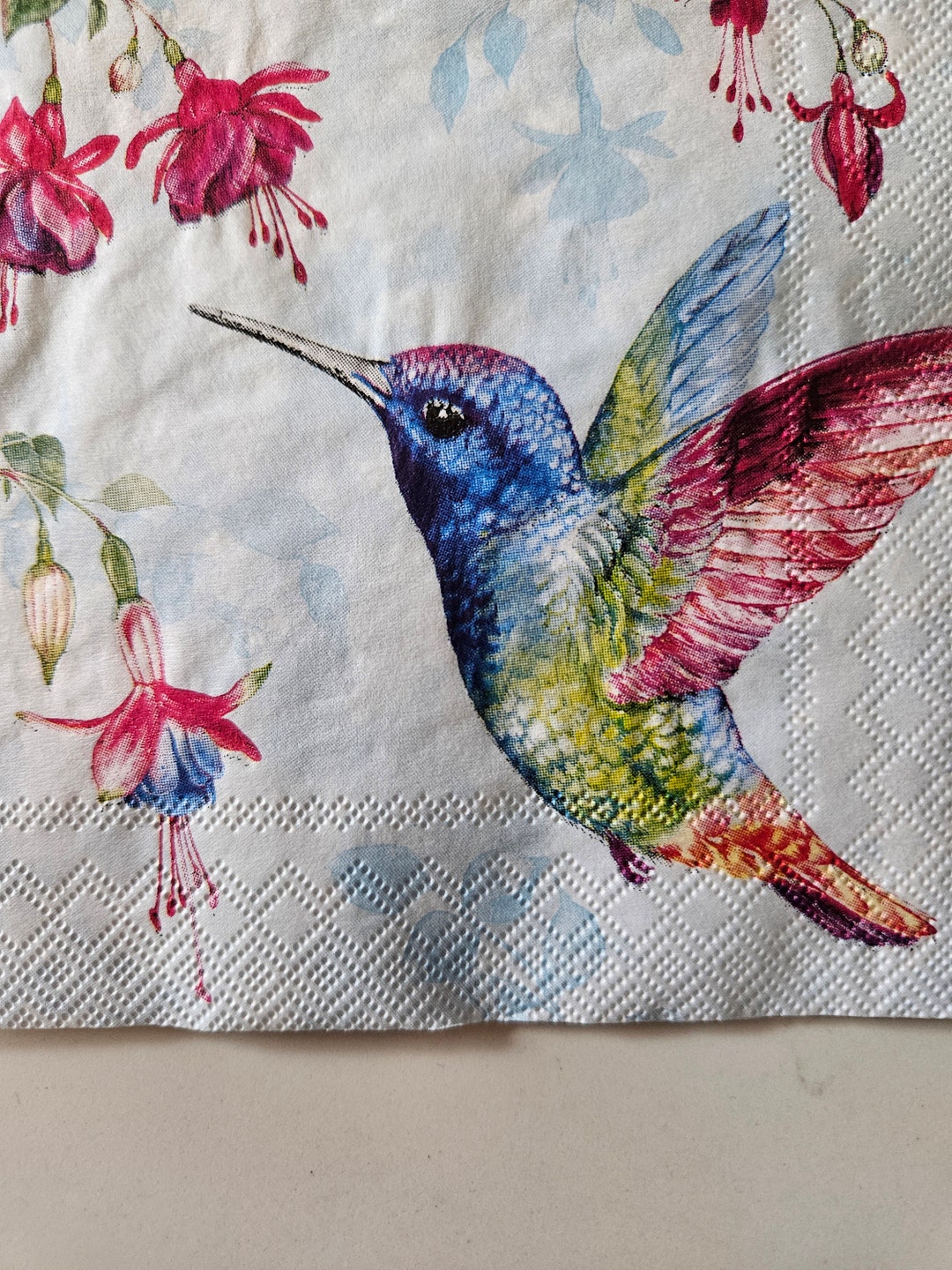 Hummingbird on Blue COCKTAIL SIZE for DECOUPAGE Crafting Paper Napkin ...