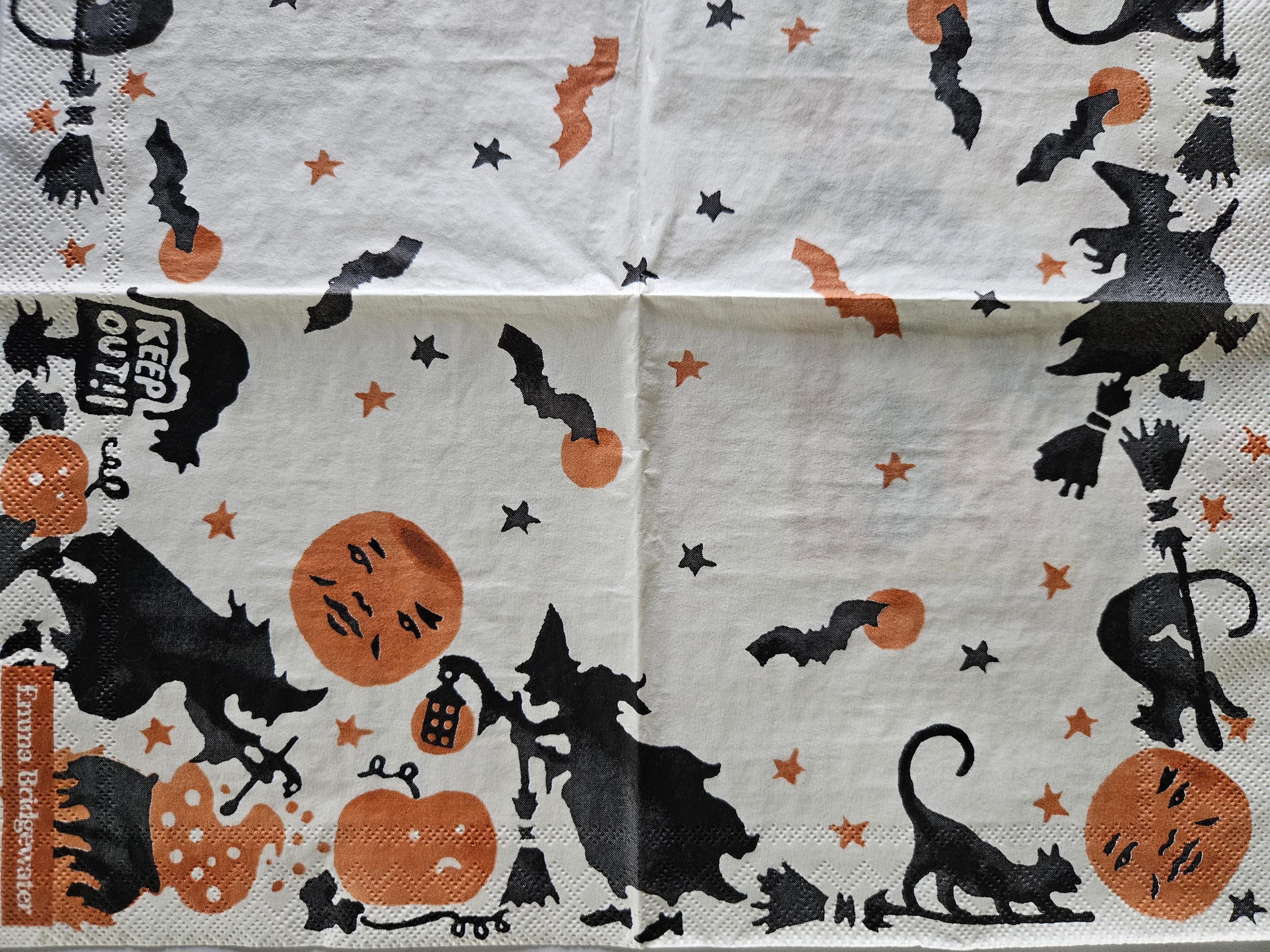 Halloween Witch and Pumpkin Patterned DECOUPAGE COCKTAIL Size Napkin ...
