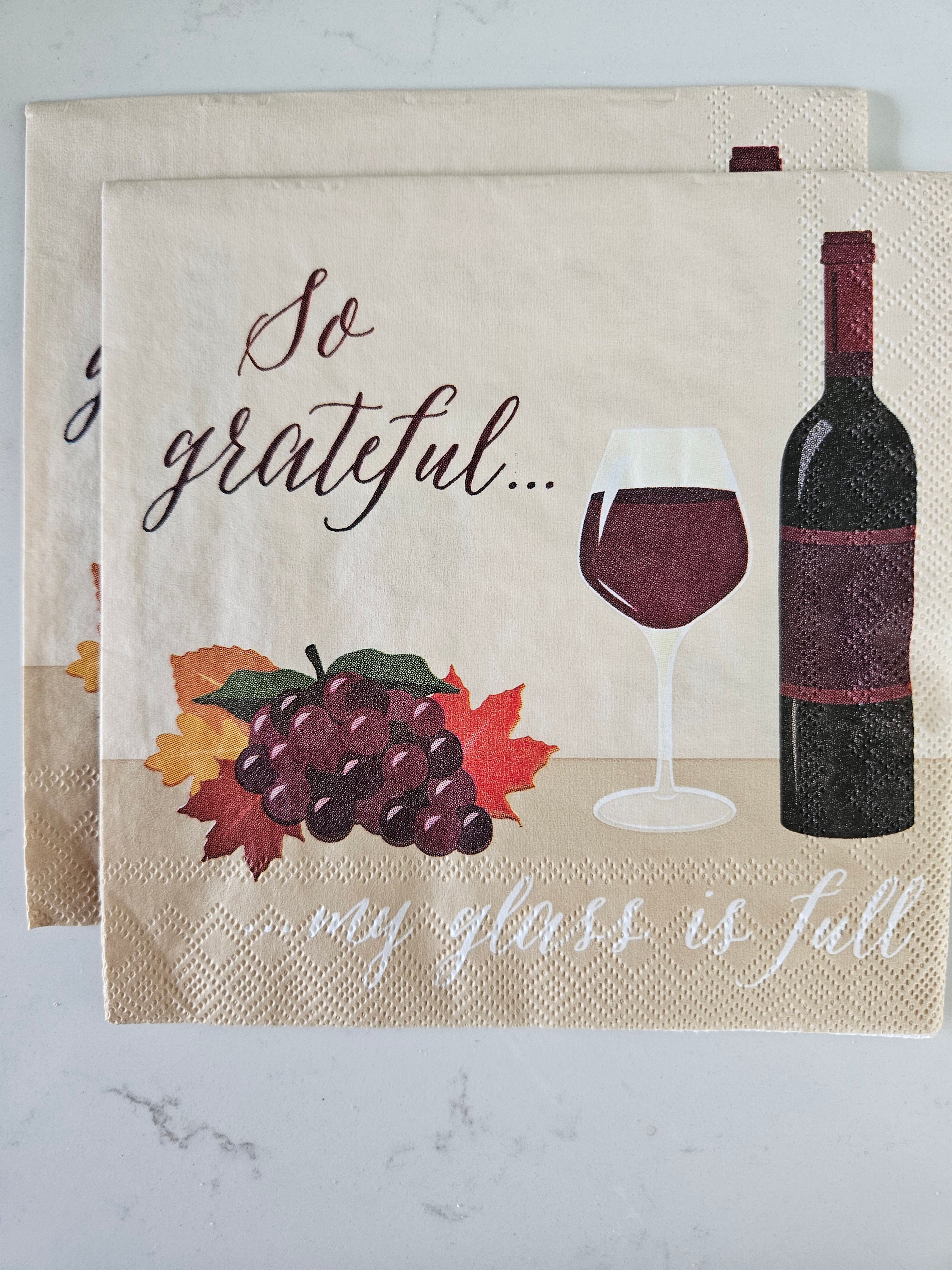 My Glass is Full DECOUPAGE Napkin - Set of 2 Individual Napkins ...