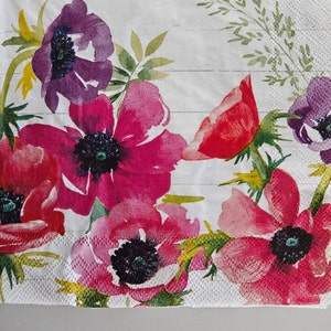 Poppy DECOUPAGE Napkin - Set of 2 Individual Napkins - COCKTAIL SIZE ...