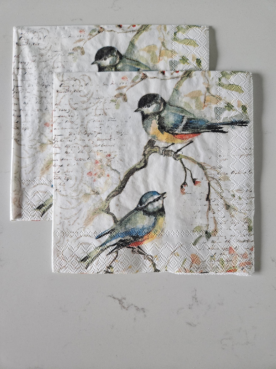Happy Little Birds COCKTAIL or GUEST TOWEL Size Paper Napkin - Set of 2 ...