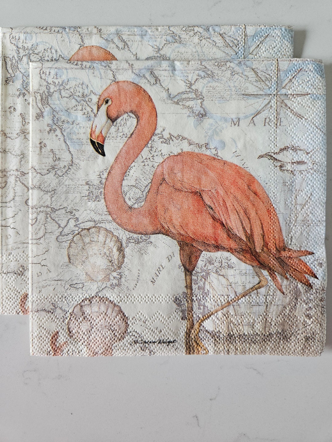 Vintage Look Flamingo DECOUPAGE Napkin Set of 2 Individual Napkins ...
