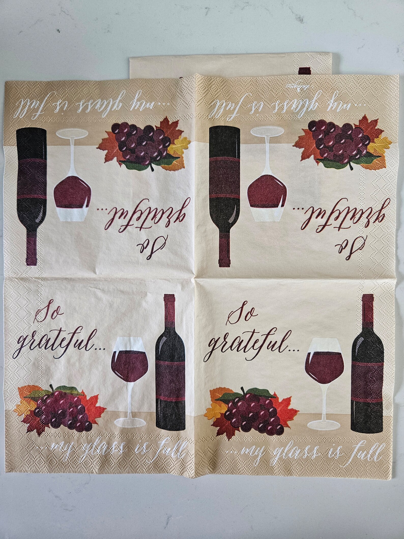 My Glass is Full DECOUPAGE Napkin - Set of 2 Individual Napkins ...