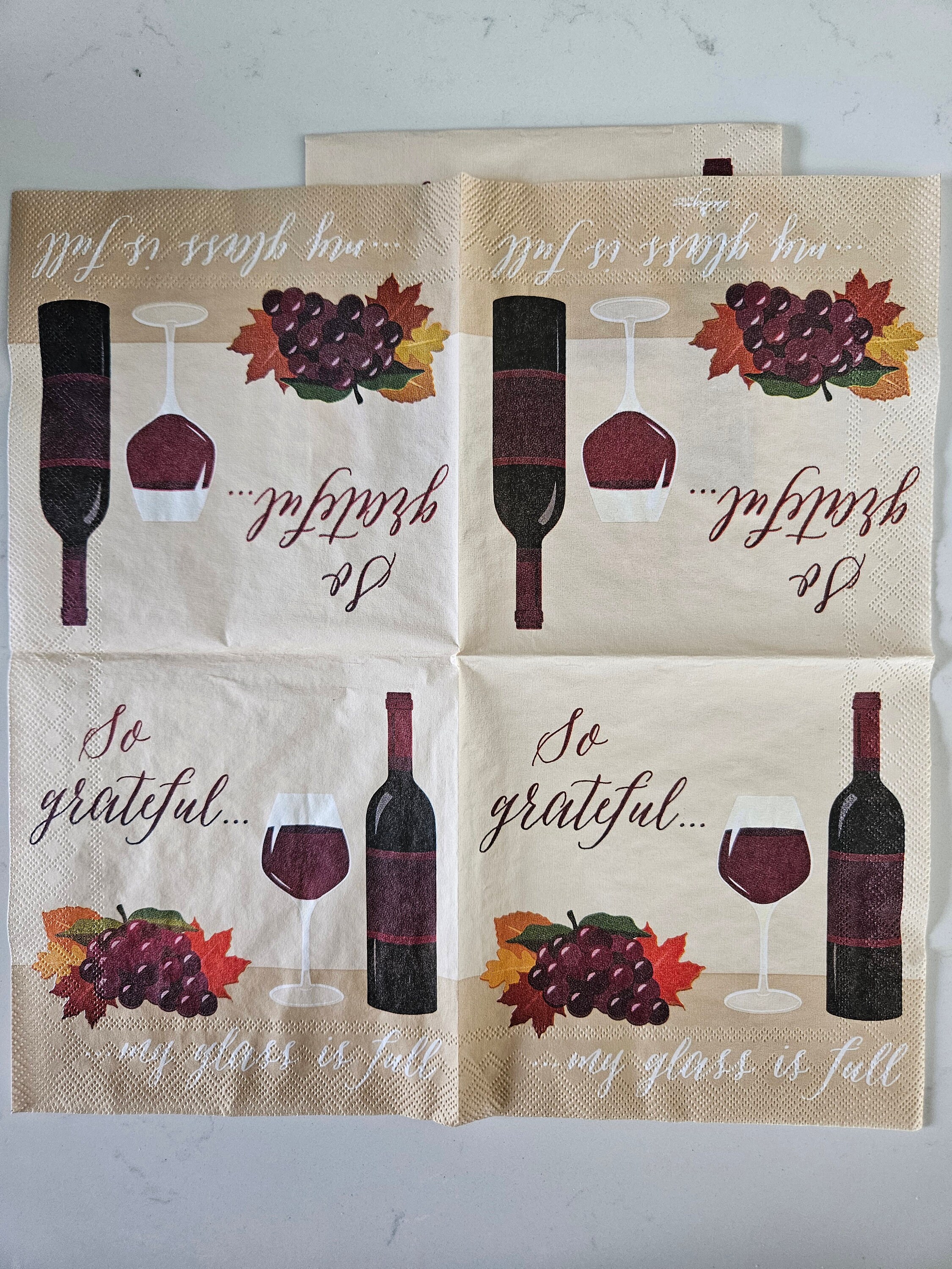 My Glass is Full DECOUPAGE Napkin - Set of 2 Individual Napkins ...