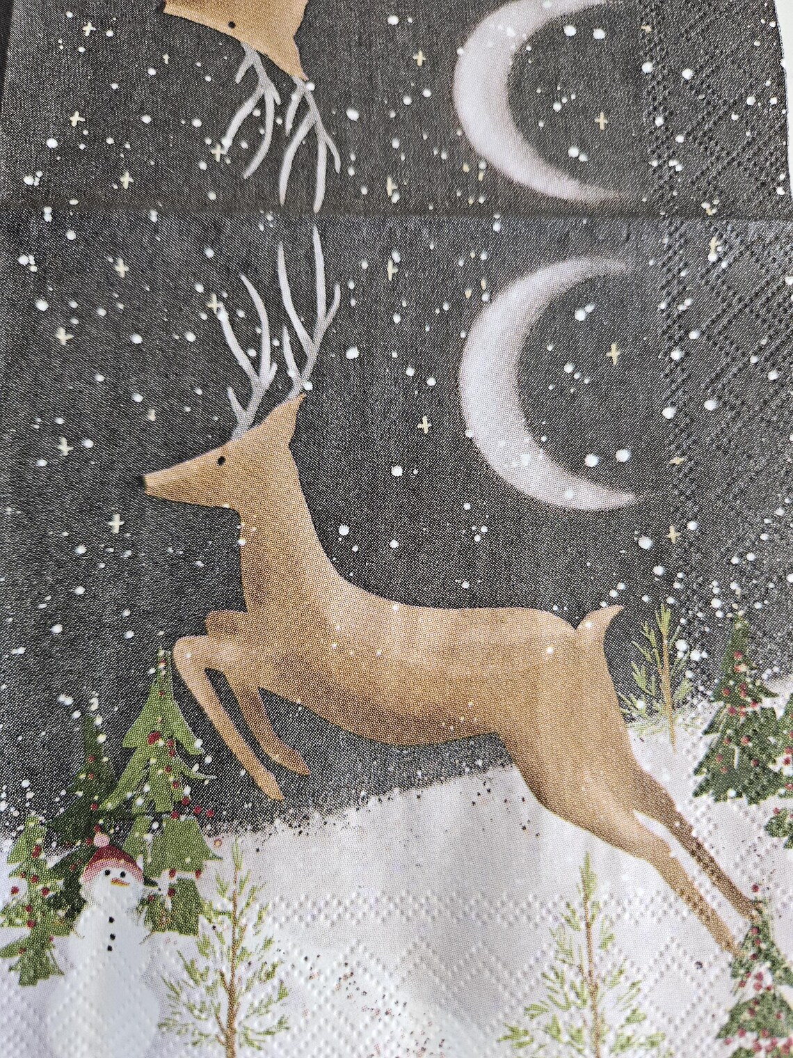 Leaping Reindeer COCKTAIL SIZE Napkin for DECOUPAGE - Set of (2 ...