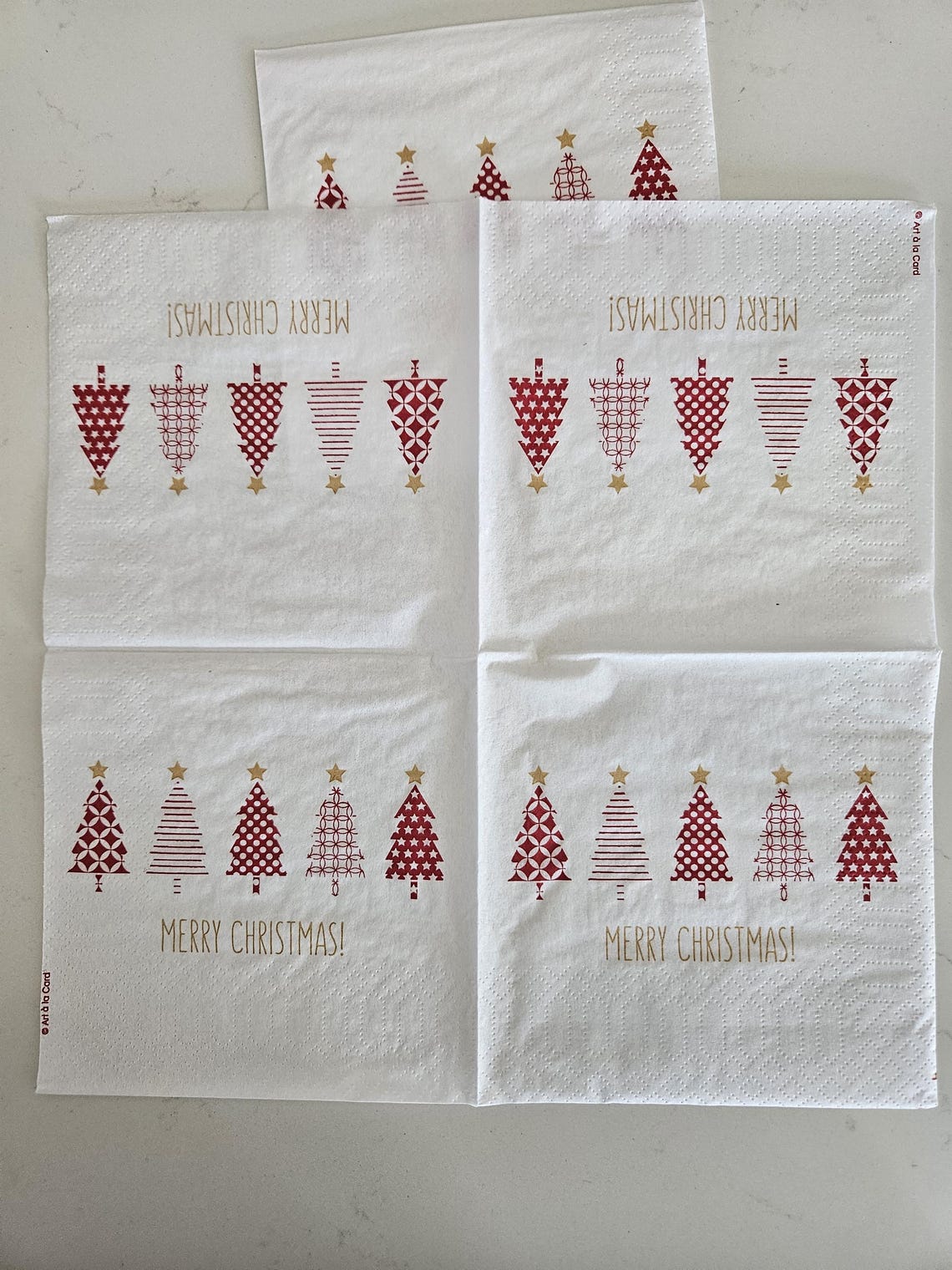 Red Christmas Tree Parade COCKTAIL SIZE Napkin for DECOUPAGE - Set of ...