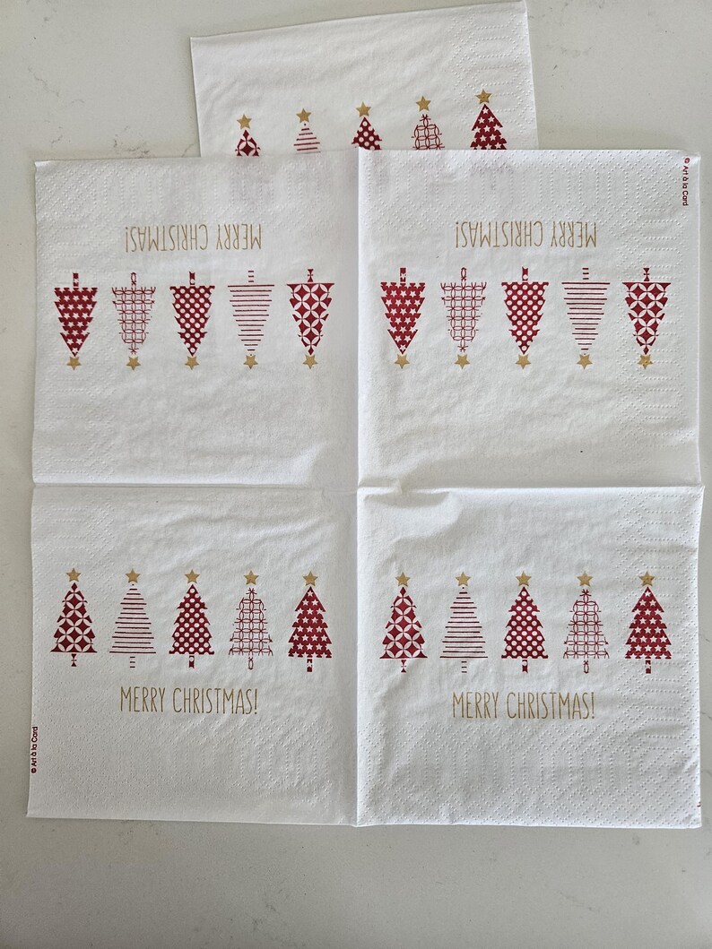 Red Christmas Tree Parade COCKTAIL SIZE Napkin for DECOUPAGE - Set of ...