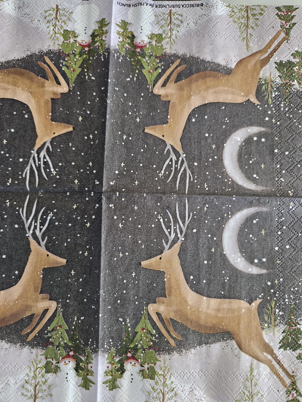 Leaping Reindeer COCKTAIL SIZE Napkin for DECOUPAGE - Set of (2 ...