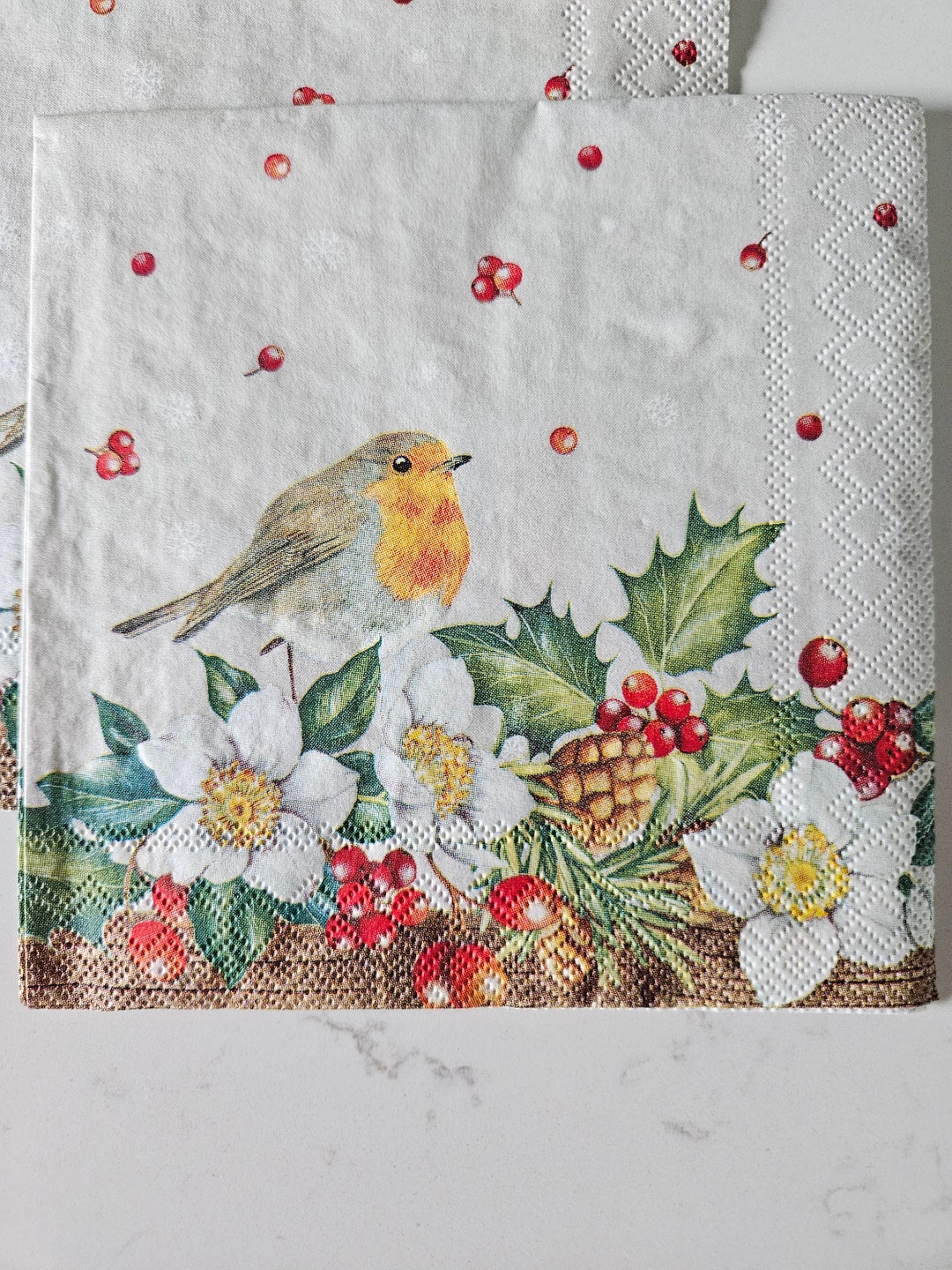 Welcome Red Robin DECOUPAGE Napkin - Set of 2 Individual Napkins ...