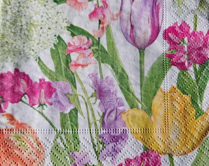 Wildflowers DECOUPAGE Napkin - Set of 2 Individual Napkins - COCKTAIL ...