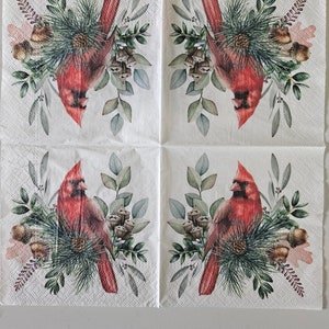 Red Cardinal DECOUPAGE Napkin - Set of 2 Individual Napkins - COCKTAIL ...