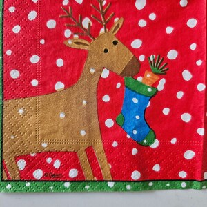 Snowman and Reindeer COCKTAIL SIZE Napkin for DECOUPAGE - Set of (2 ...