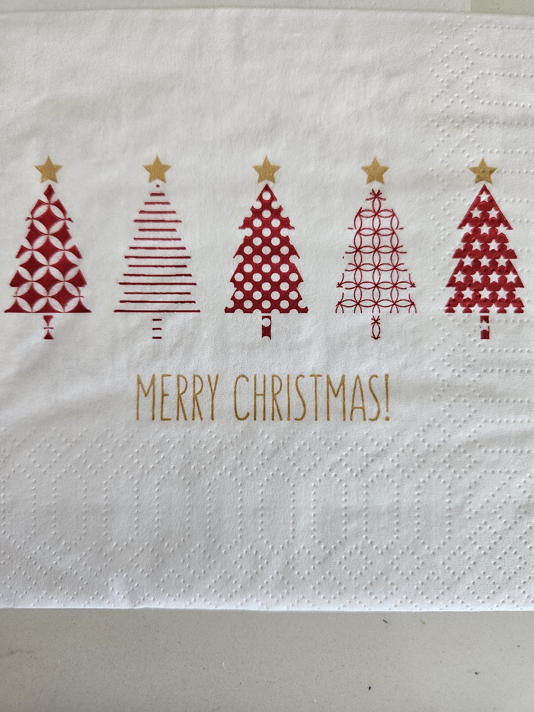 Red Christmas Tree Parade COCKTAIL SIZE Napkin for DECOUPAGE - Set of ...
