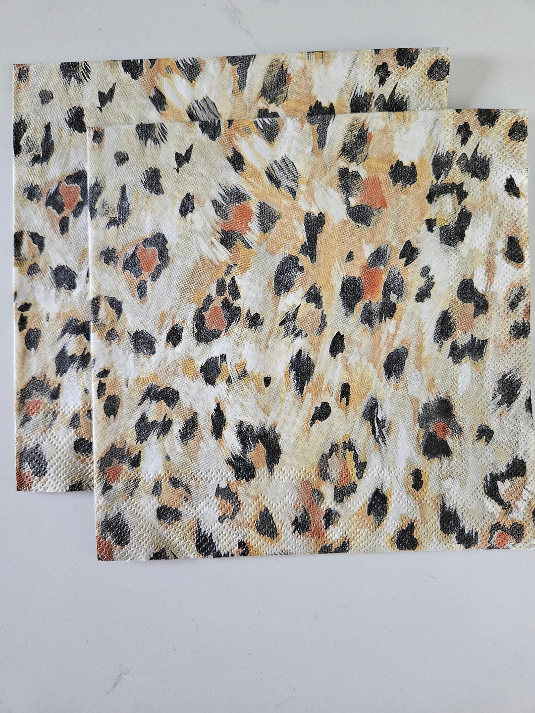 Leopard Print DECOUPAGE COCKTAIL Size Napkin - Set of 2 INDIVIDUAL ...