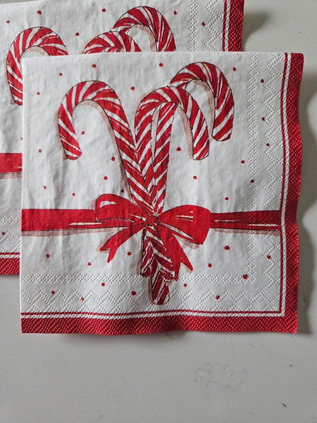 Candy Canes COCKTAIL SIZE Napkin for DECOUPAGE - Set of (2) Individual ...
