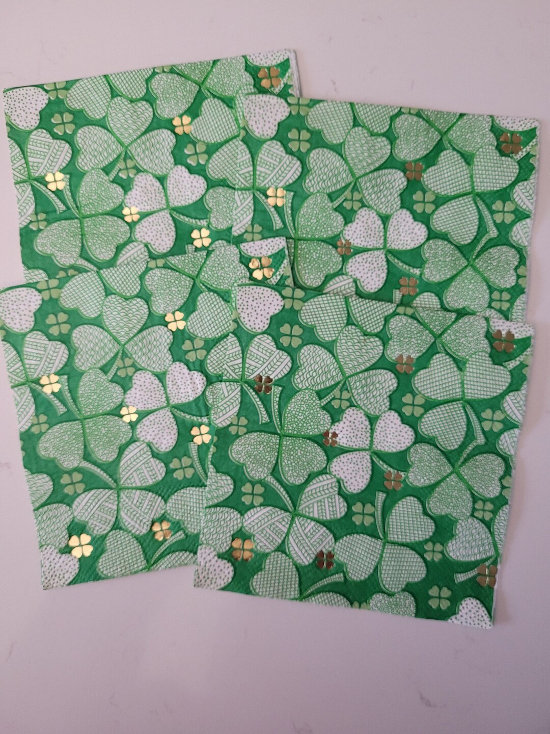 Patterned Shamrocks COCKTAIL SIZE Napkin for DECOUPAGE - Set of (4 ...