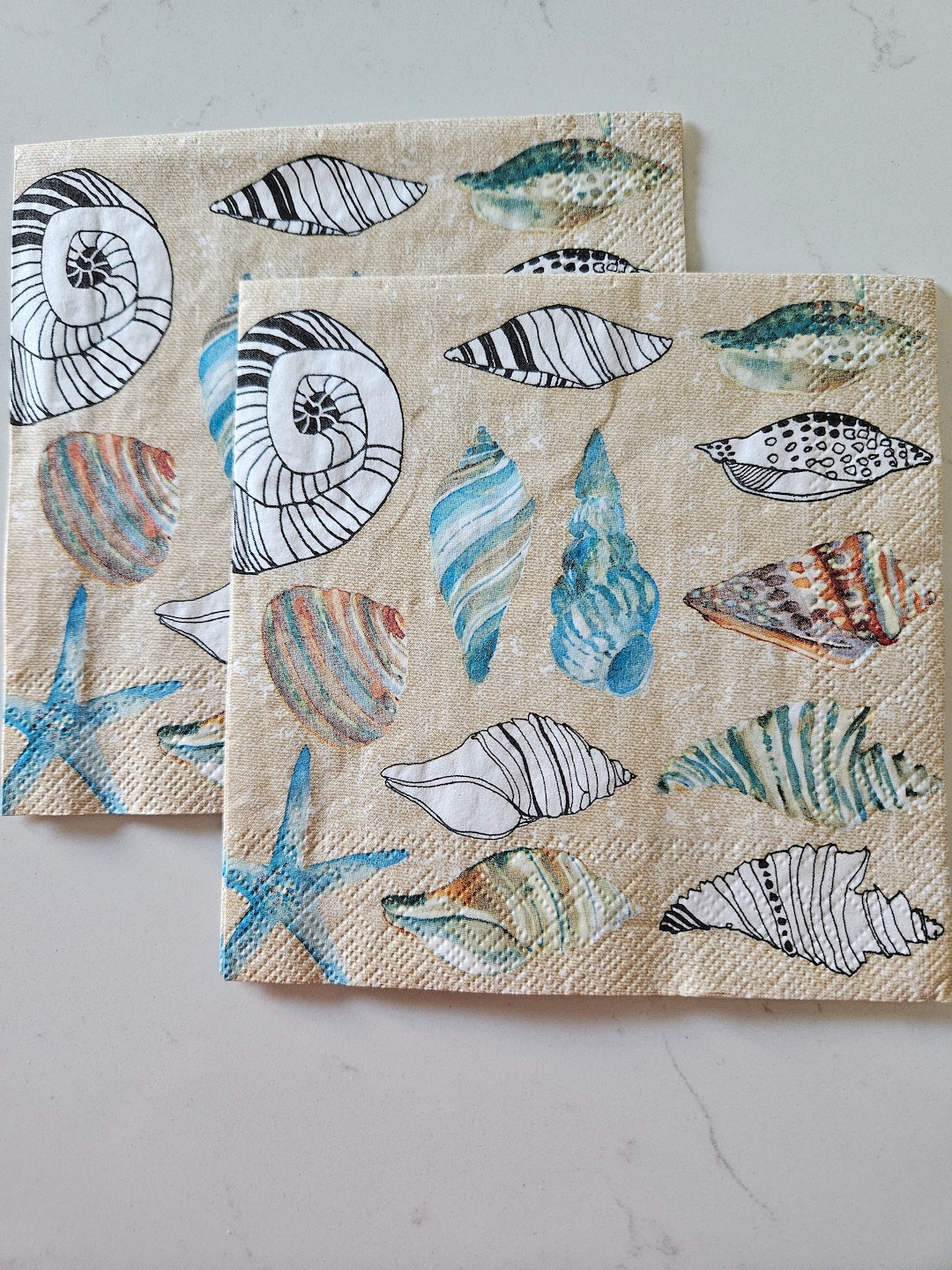 Clams in the Sand DECOUPAGE Napkin - Set of 4 Individual Napkins ...
