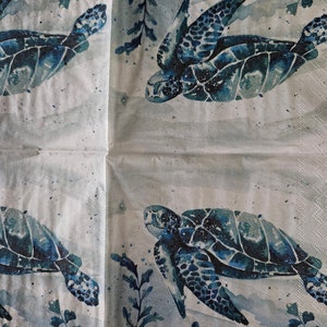Water Turtle DECOUPAGE Napkin - Set of 2 Individual Napkins - COCKTAIL ...