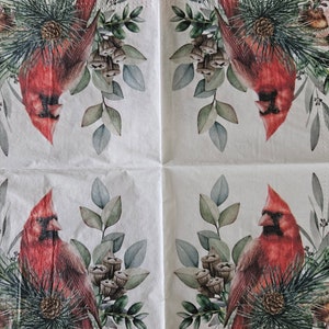 Red Cardinal DECOUPAGE Napkin - Set of 2 Individual Napkins - COCKTAIL ...