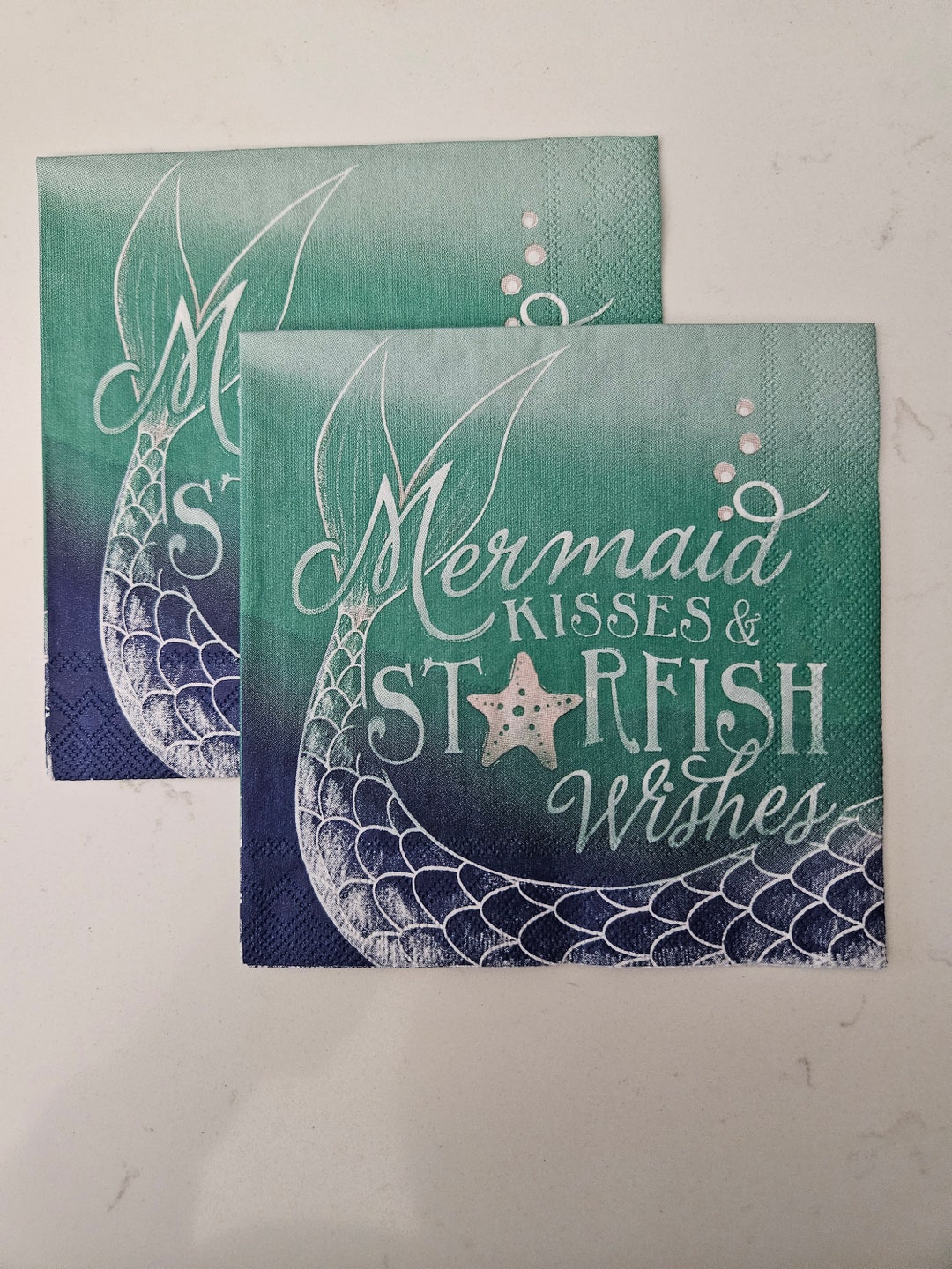 Mermaid Kisses DECOUPAGE Napkin - Set of 2 Individual Napkins ...