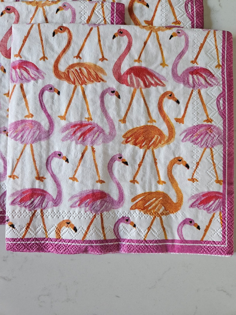 Flamingos COCKTAIL SIZE Napkins for Crafting, DECOUPAGE - Set of (2 ...