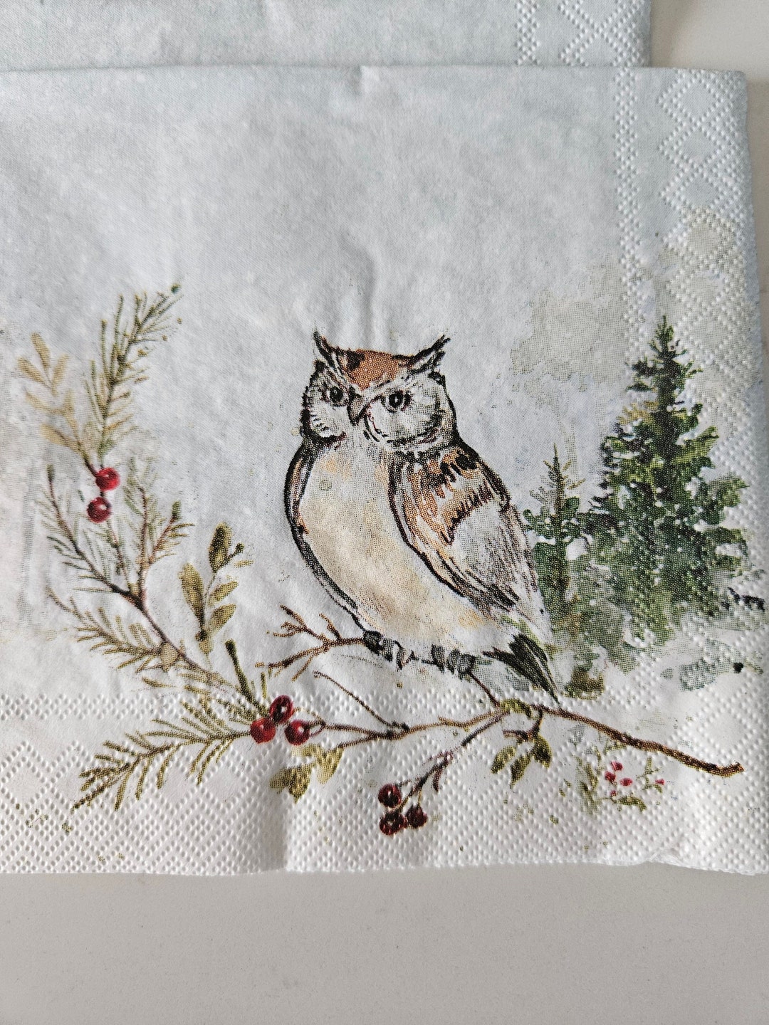 Woodland Owl DECOUPAGE Napkin - Set of 2 Individual Napkins - COCKTAIL ...
