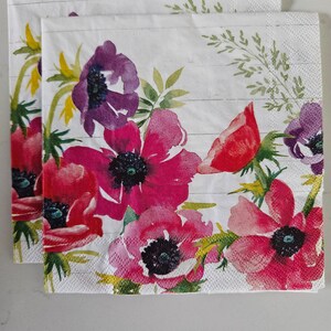 Poppy DECOUPAGE Napkin - Set of 2 Individual Napkins - COCKTAIL SIZE ...