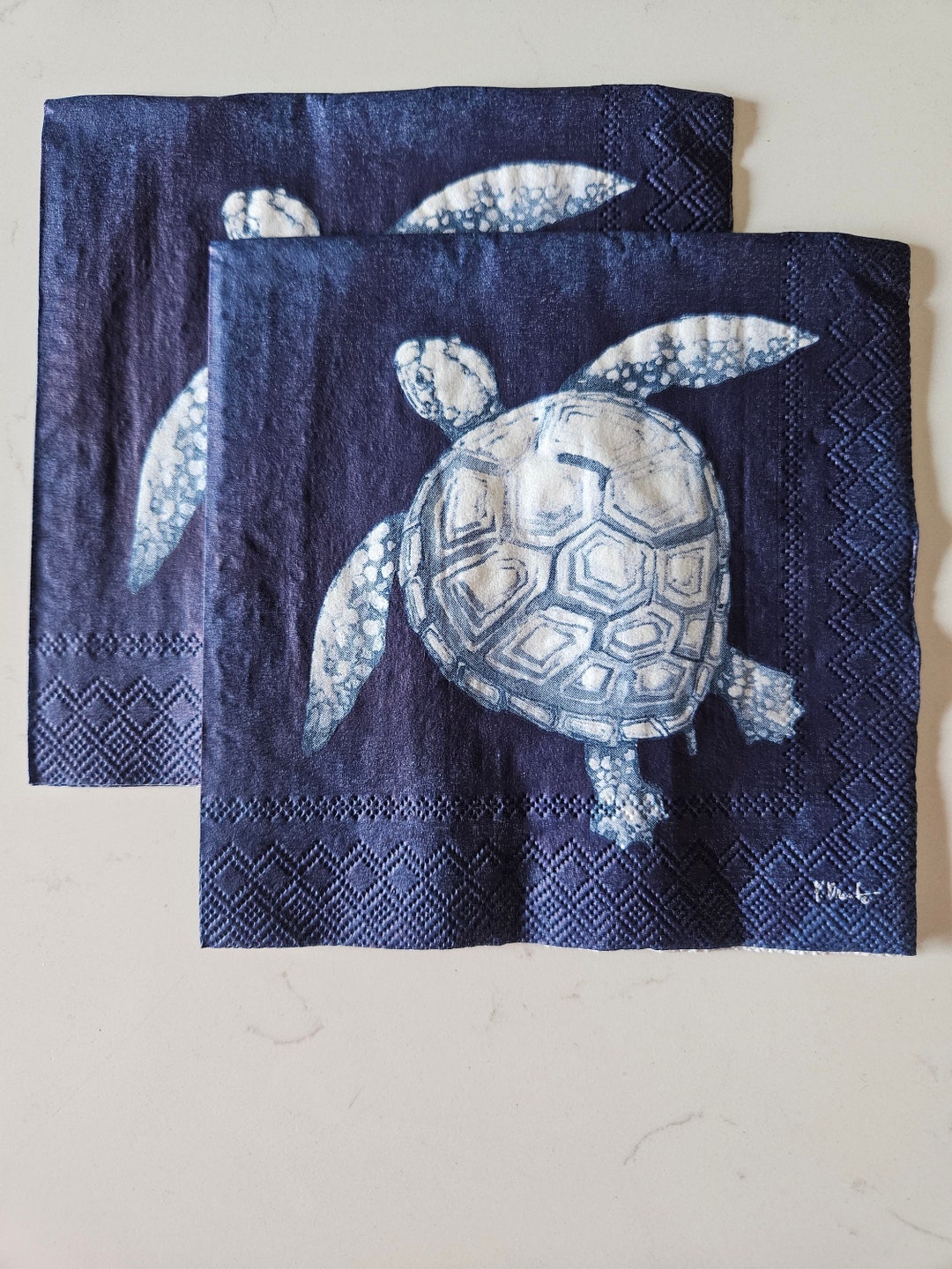 Dark Sea Turtle DECOUPAGE Napkin - Set of 2 Individual Napkins ...