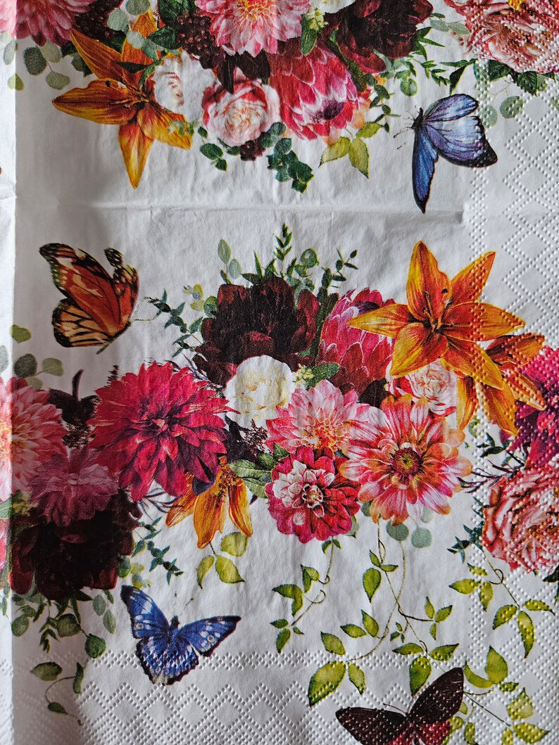 Sweet Floral Medlay DECOUPAGE Napkin - Set of 2 Individual Napkins ...