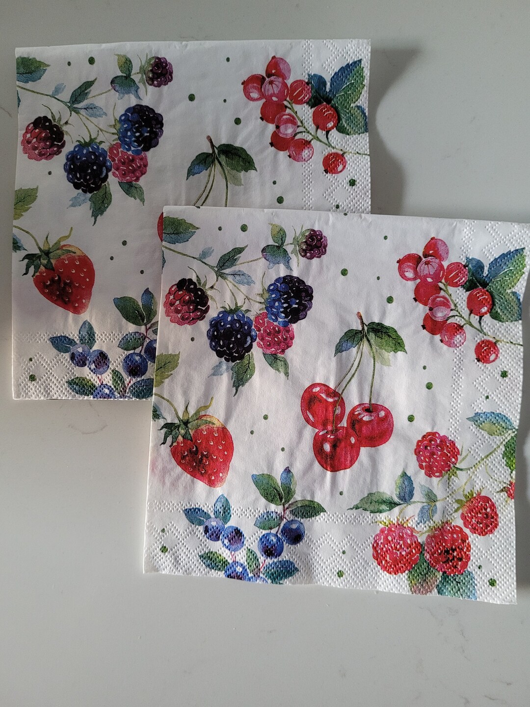 Red Summer Fruits DECOUPAGE Napkin Set of 2 Individual Napkins COCKTAIL ...