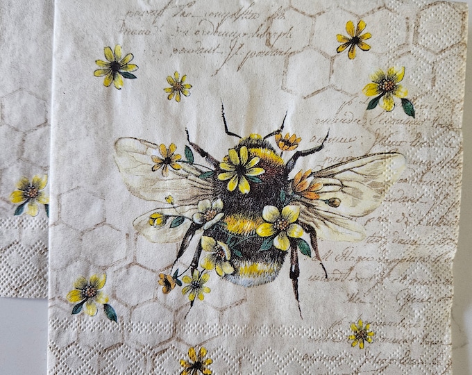 Queen Bee DECOUPAGE Napkin - Set of 2 Individual Napkins - COCKTAIL ...