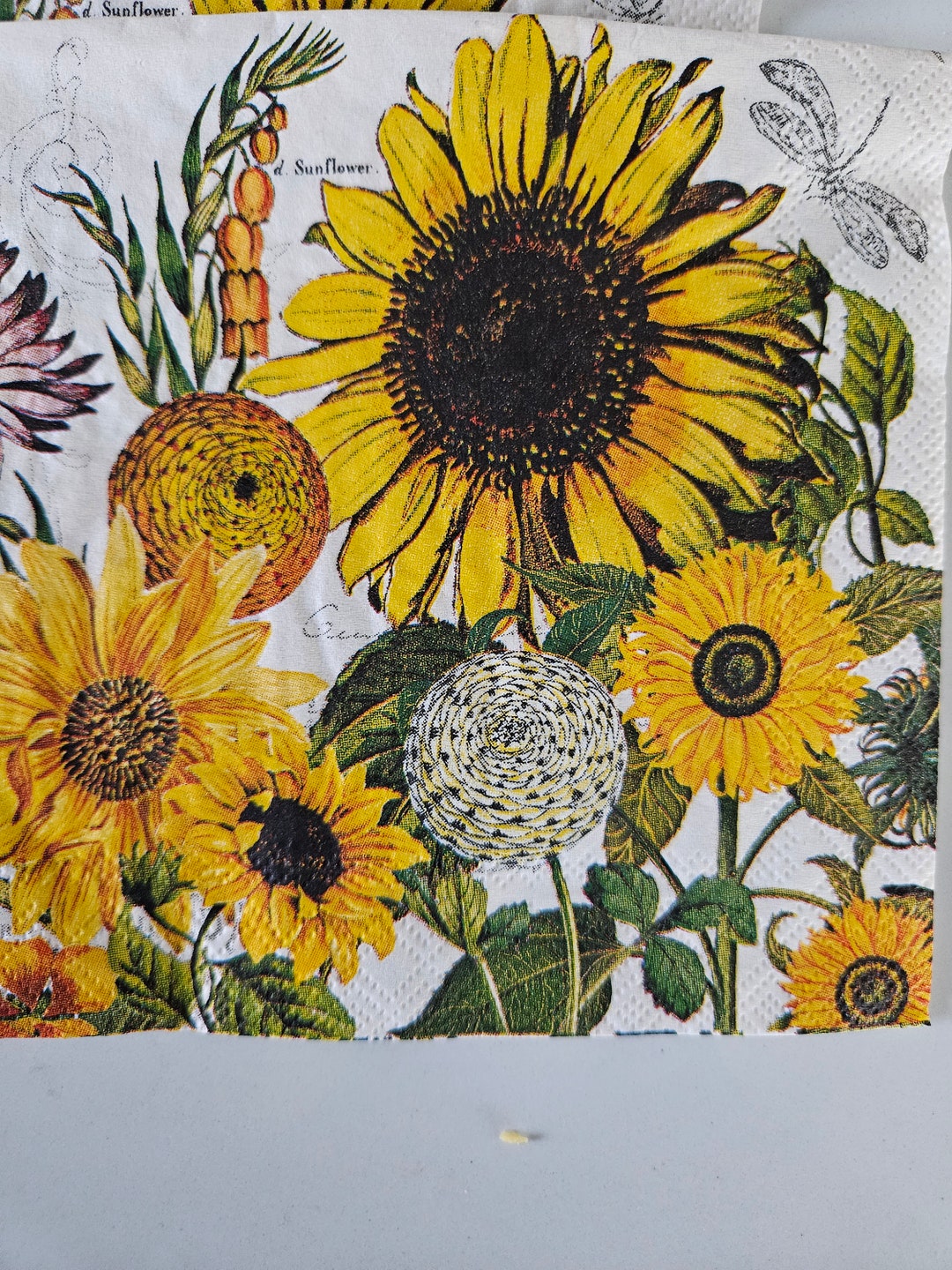 Sunflower Mix Floral DECOUPAGE Napkin - Set of 2 Individual Napkins ...