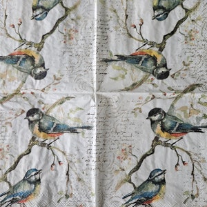Happy Little Birds COCKTAIL or GUEST TOWEL Size Paper Napkin - Set of 2 ...