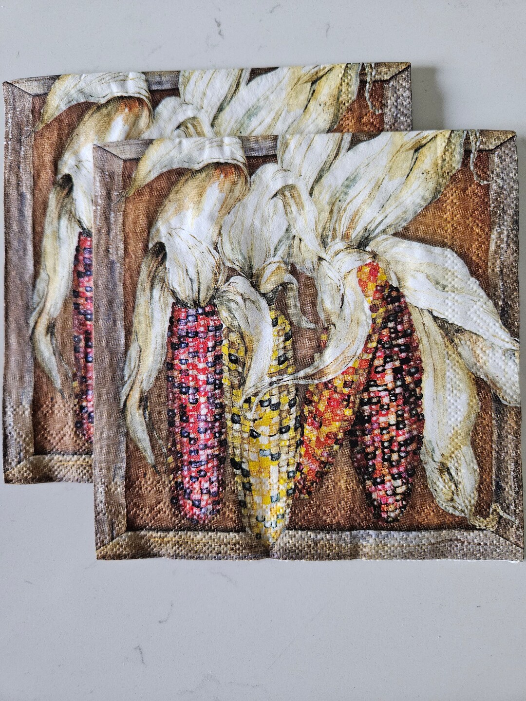 Indian Corn DECOUPAGE COCKTAIL Size Napkin - Set of 2 INDIVIDUAL ...