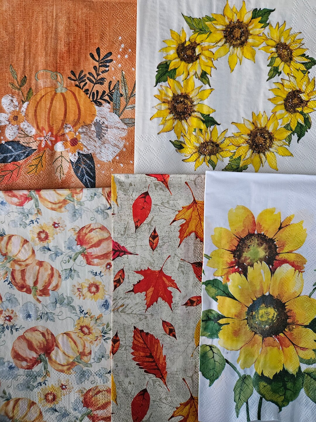 Fall Themed Bundle of (12) Napkins for Decoupage, Journaling, Crafting ...