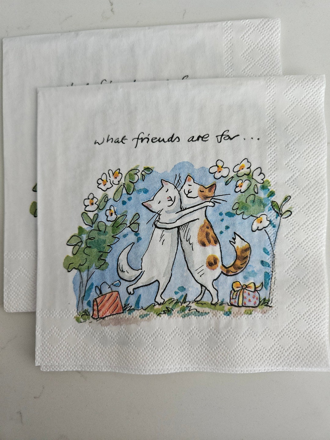 Cats Friends DECOUPAGE Napkin - Set of 2 Individual Napkins - COCKTAIL ...