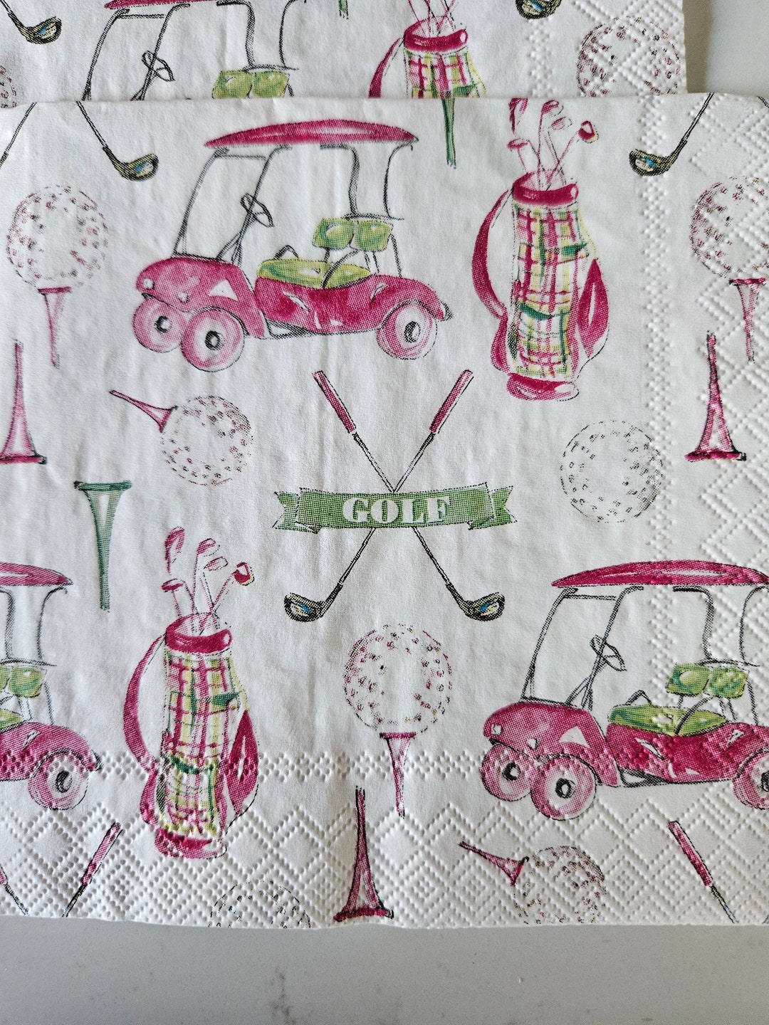 Girly Golf DECOUPAGE Napkin - Set of 2 Individual Napkins - COCKTAIL ...