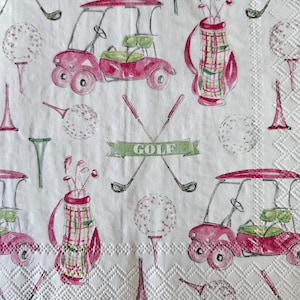 Girly Golf DECOUPAGE Napkin - Set of 2 Individual Napkins - COCKTAIL ...