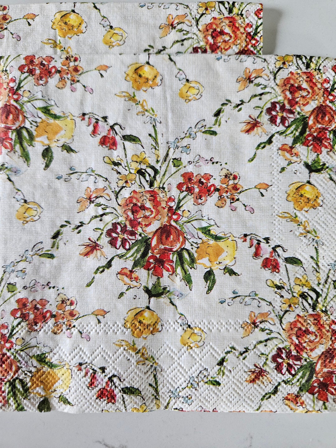 Fall Floral Pattern COCKTAIL SIZE Paper Napkin for DECOUPAGE - Set of ...